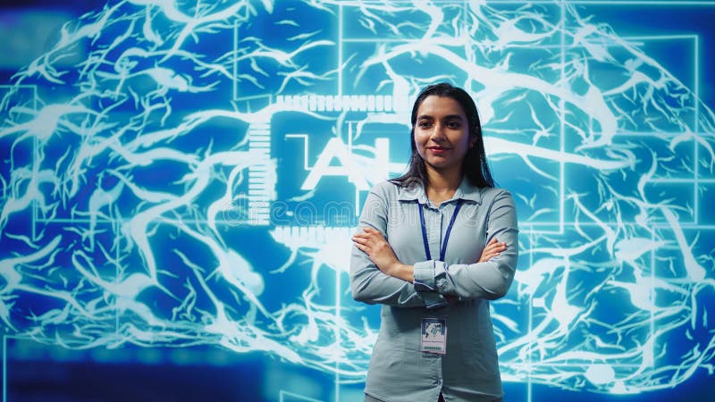 Portrait of Upbeat Employee Working with AI Machine Learning Algorithms Stock Photo - Image of ...