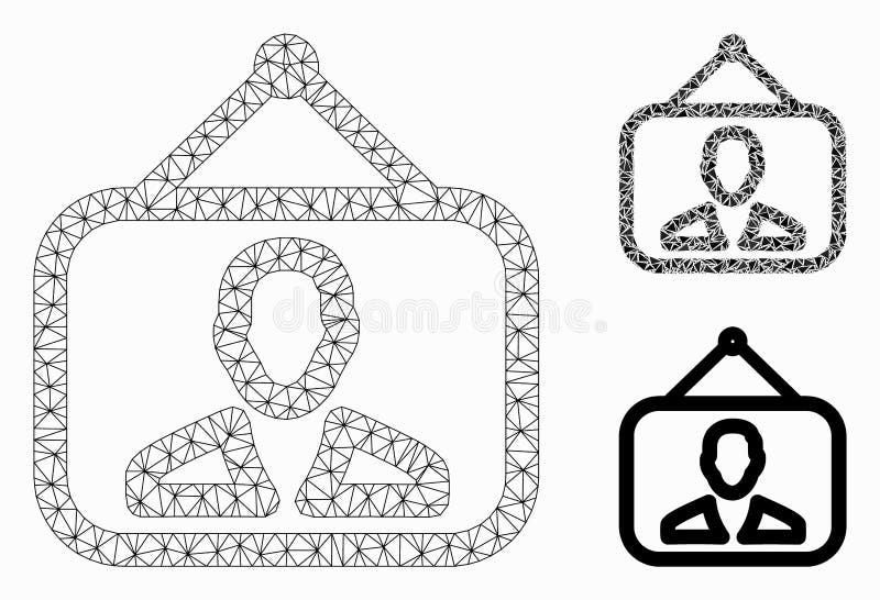 Portrait Vector Mesh Wire Frame Model And Triangle Mosaic Icon Stock