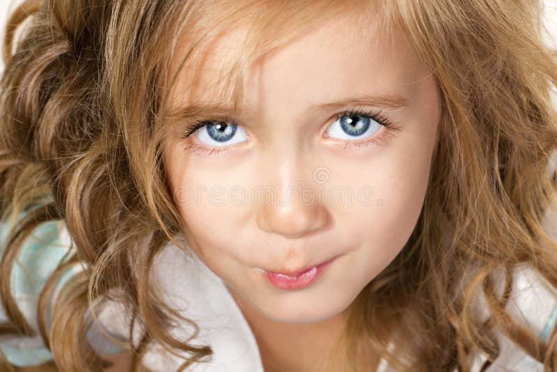 Portrait Very Beautiful Girl Stock Photo - Image of expression, curl ...