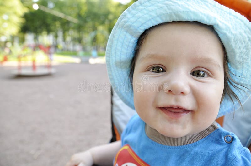 Portrait Very Happy Baby in Hat Stock Photo - Image of beautiful ...