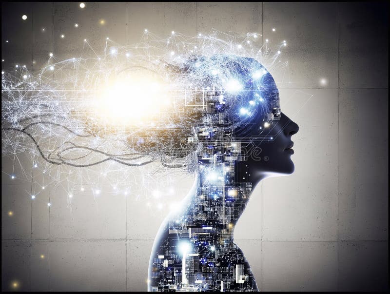 Portrait of a Very Smart Person with a Constantly Working Brain Machine ...