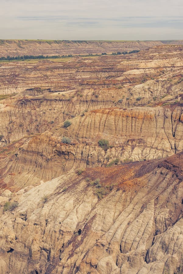Portrait View Landscape of the Textured Badlands of Drumheller Stock ...