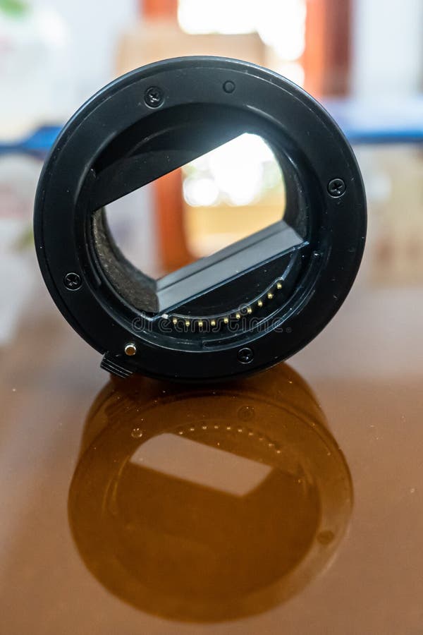 Portrait View of Macro Extension Tubes on Glass Background. Two ... Portrait View of Macro Extension Tubes on Glass Background. Two ...