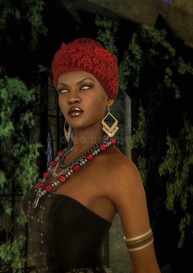 Portrait of a Voodoo Queen in Trance with Her Eyes in White. Stock ...