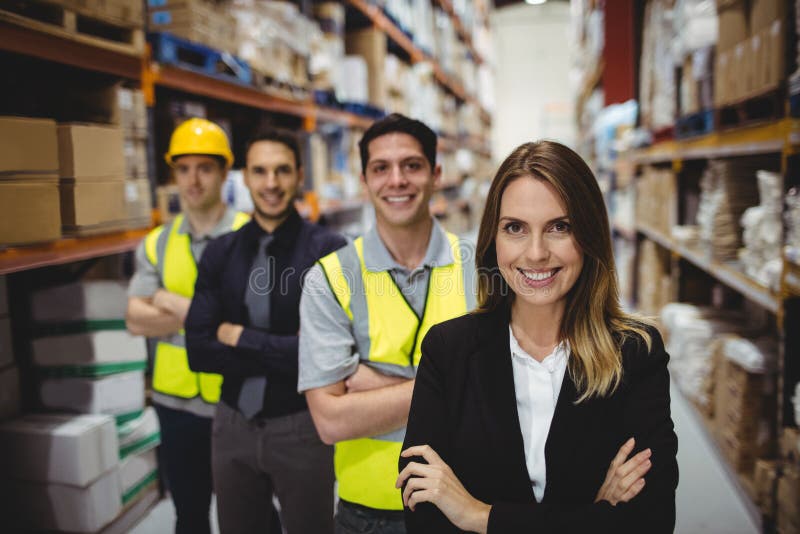 Portrait of Warehouse Manager and Workers Stock Image - Image of ...