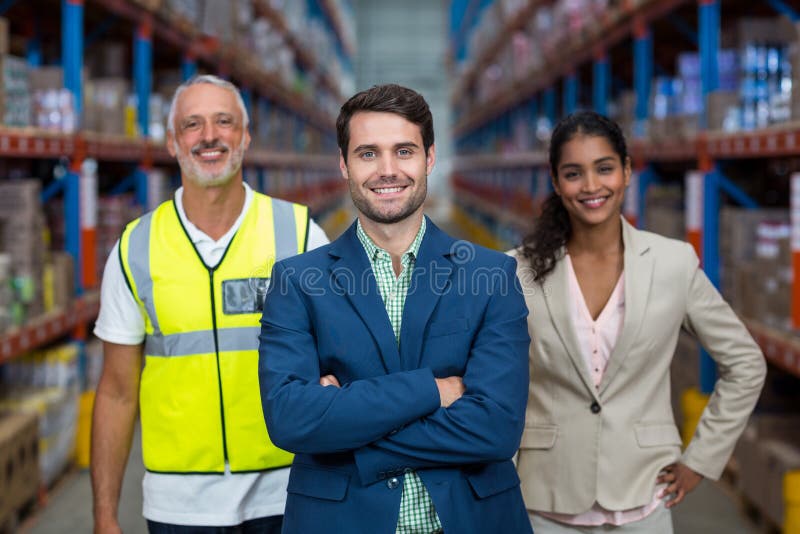 Portrait of Warehouse Team Standing Together Stock Photo - Image of ...