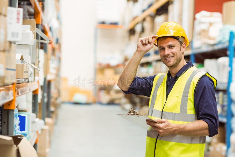 Portrait of Warehouse Worker with Clipboard Stock Photo - Image of ...
