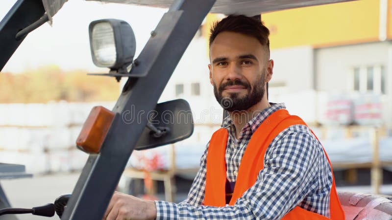 Portrait of Warehouse Worker Wearing Uniform on Warehouse Loader Stock ...
