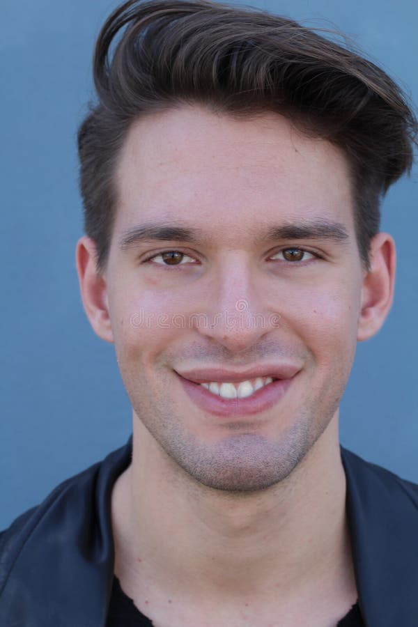 Portrait of Weirdo Man, Isolated on Blue Background Stock Photo - Image ...