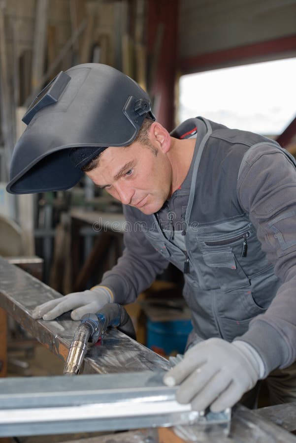 Portrait Welder Looking before Welding Stock Image - Image of skill ...
