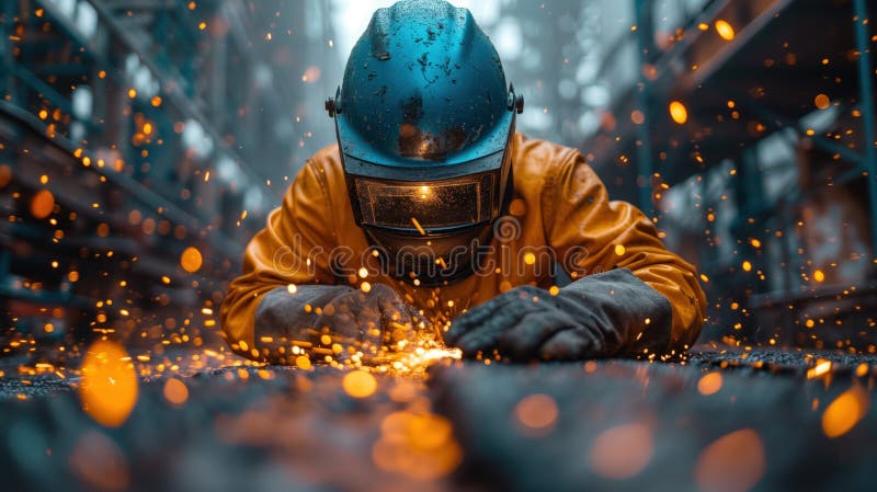 Portrait of welder at work stock illustration. Illustration of ...