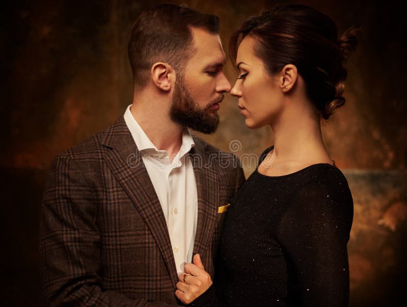 Portrait of Well-dressed Couple in Expression of Feelings Stock Image ...