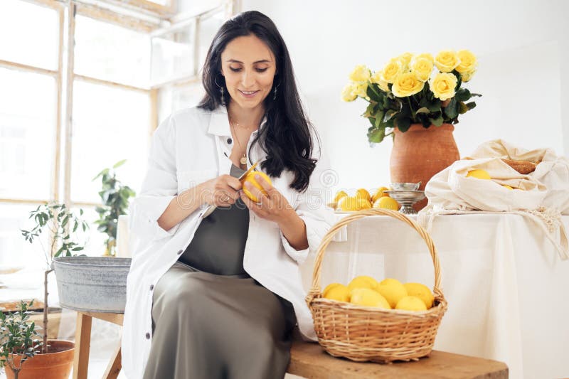 Portrait of Well-groomed Female Hands Holds Lemon and Knife Stock Photo ... Portrait of Well-groomed Female Hands Holds Lemon and Knife Stock Photo ...