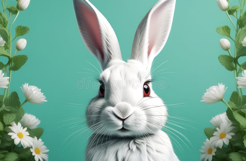 Portrait of White Easter Bunny Stock Illustration - Illustration of ...
