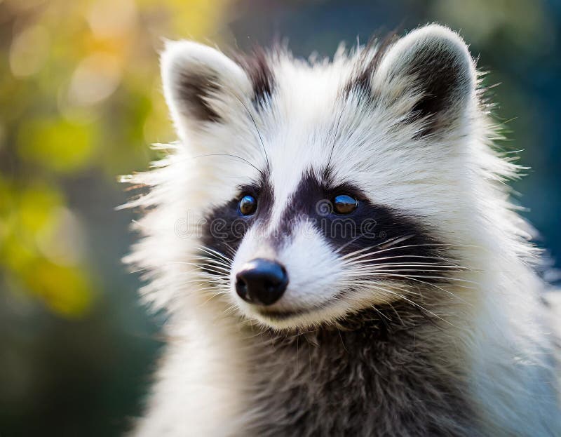 Portrait of a White Raccoon Dog Stock Image - Image of head, cute ...