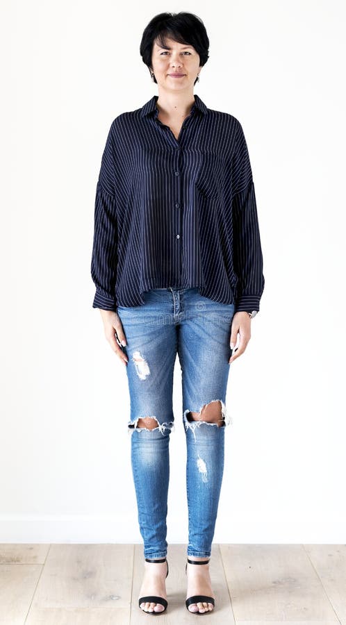 Portrait of White Woman Full Body Stock Image - Image of woman ...