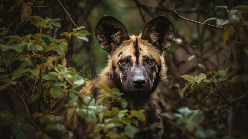 Portrait of a Wild Dog in the Bush. Generative AI Stock Illustration ...