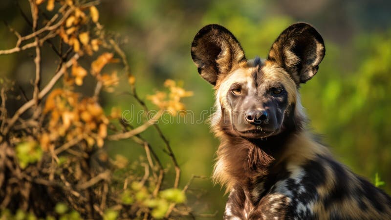 Portrait of a Wild Dog in the Bush. Generative AI Stock Illustration ...