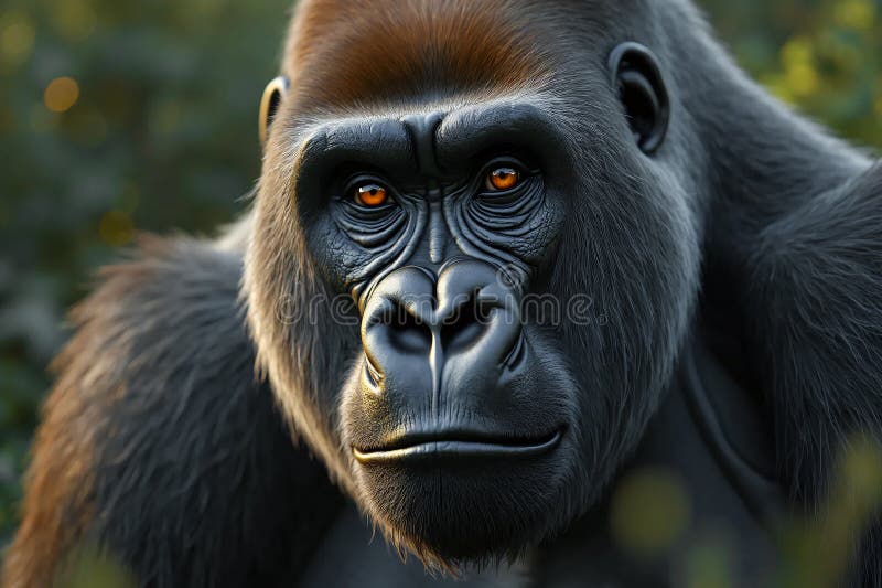 Portrait of Wild Gorilla. Front View Stock Illustration - Illustration ...