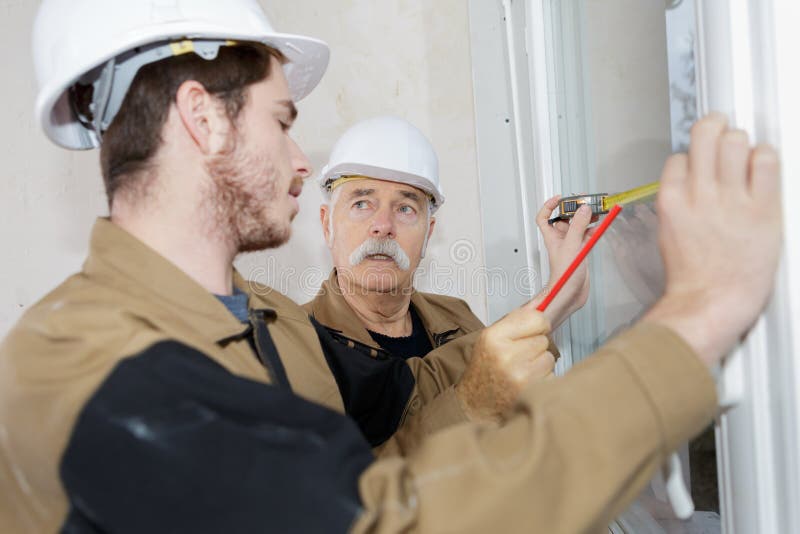 The Window Installer Docks the Window Frames Stock Image - Image of ...