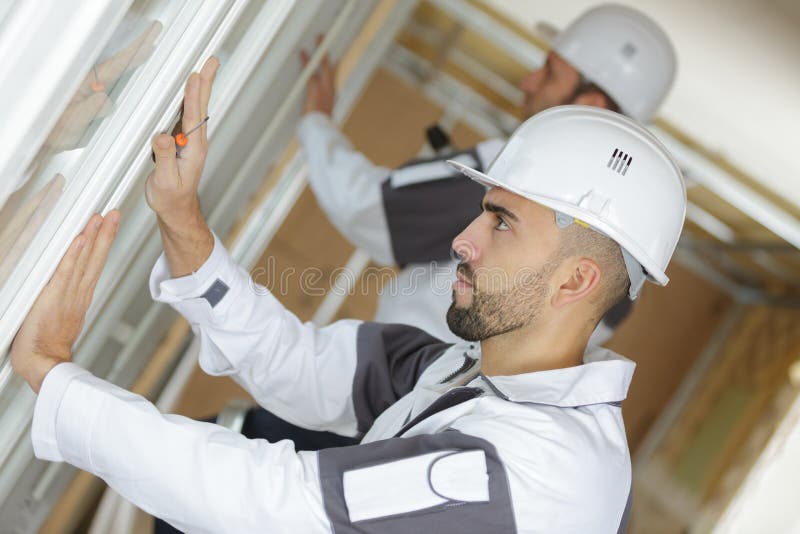 Portrait Windows Installation Worker Stock Photo - Image of carpenter ...