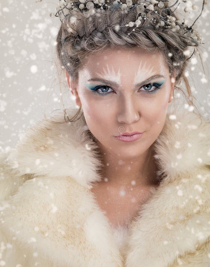 Portrait of winter queen stock image. Image of female - 62370563