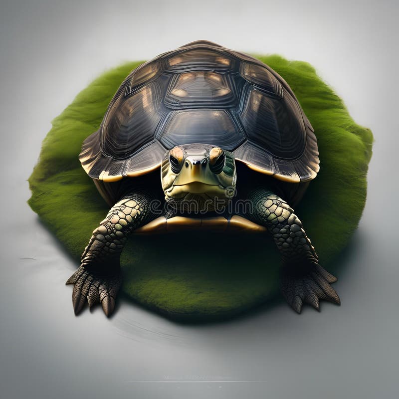 A Portrait of a Wise-looking Wise Old Turtle, Its Shell Adorned with ...