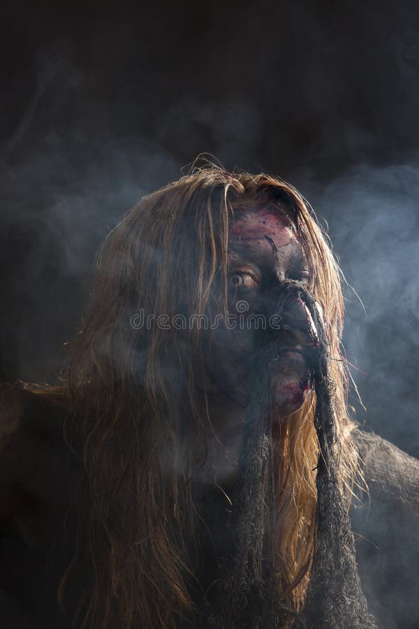 Portrait of a Witch in the Fog Stock Photo - Image of gothic, shot ...