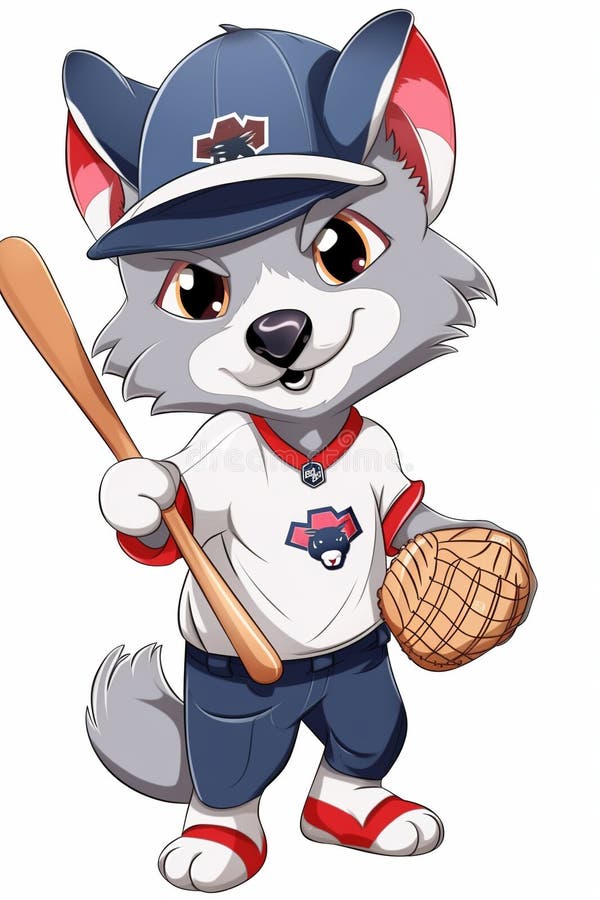 Portrait of a Wolf with a Baseball Bat. AI Genarated Stock Illustration ...