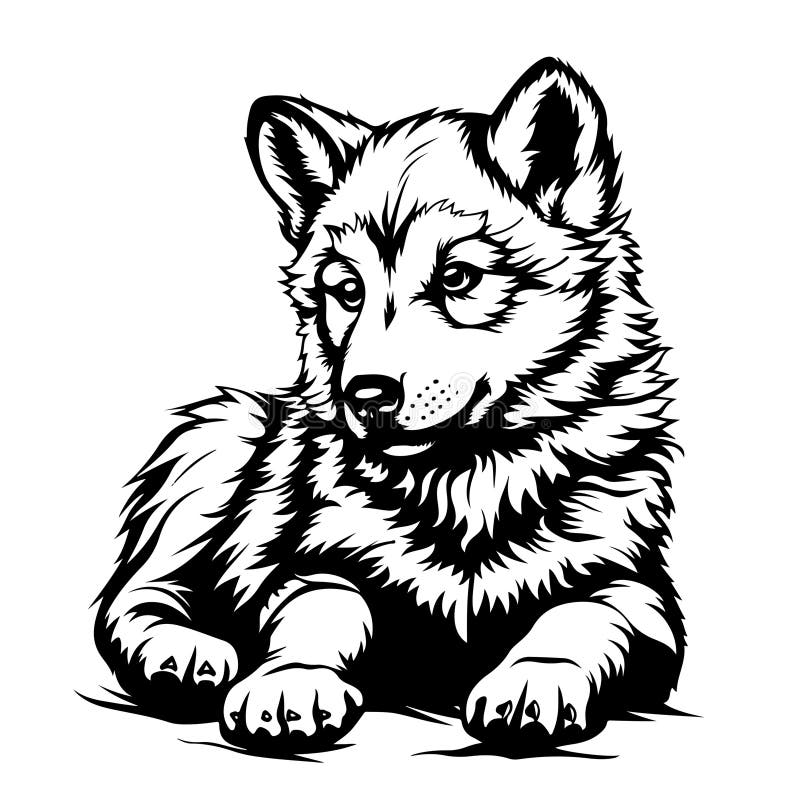Wolf Cub Drawings Face Wolf Cub Drawing Etsy UK