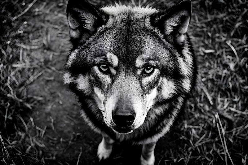Portrait of Wolf Looking at Camera, Gray Wolf Lupus, Generative AI ...