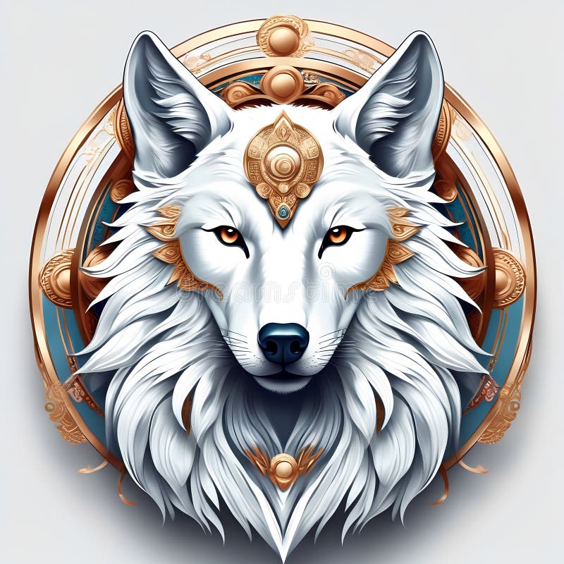 Portrait of a Wolf in a Round Frame. Vector Illustration Stock ...