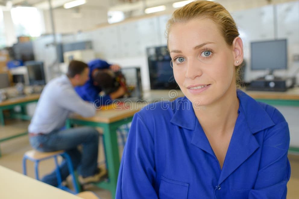 Portrait Woman Apprentice Posing Stock Image - Image of opportunity ...