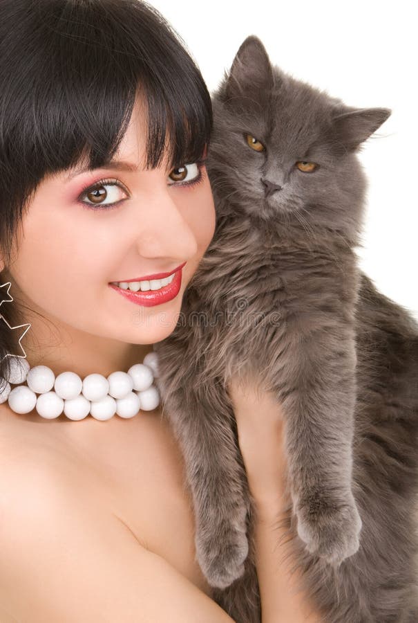 Fashion model with cat stock photo. Image of adult, fashion - 29571692