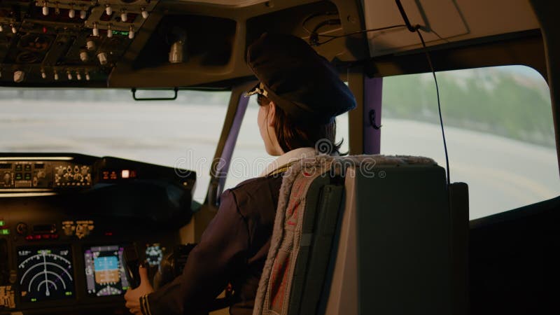 Airplane Cockpit with Flying Command on Control Panel Stock Video ...