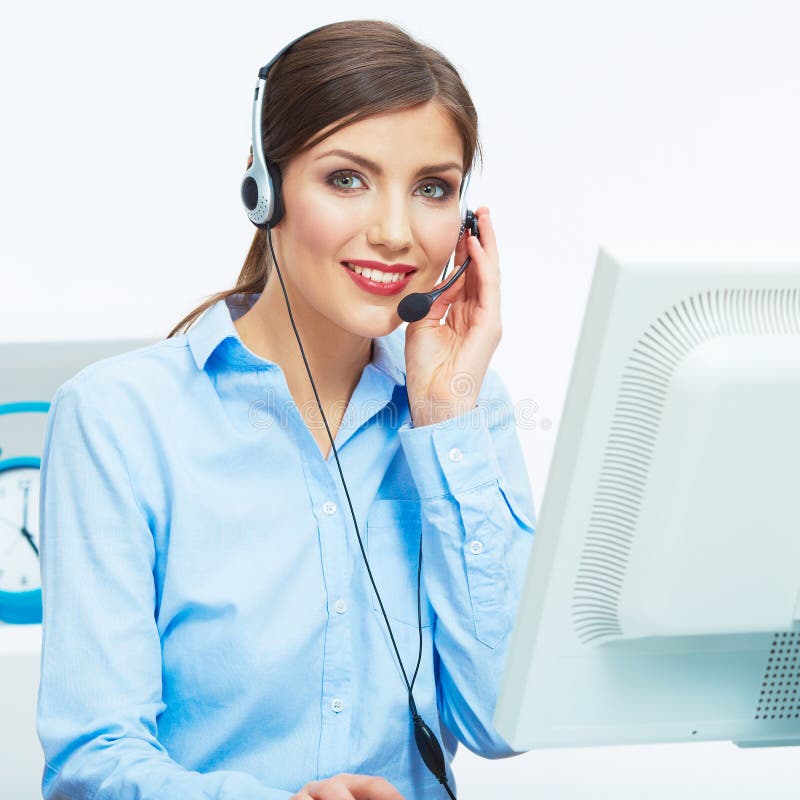 Portrait of Woman Customer Service Worker, Call Center Smiling Stock ... Portrait of Woman Customer Service Worker, Call Center Smiling Stock ...