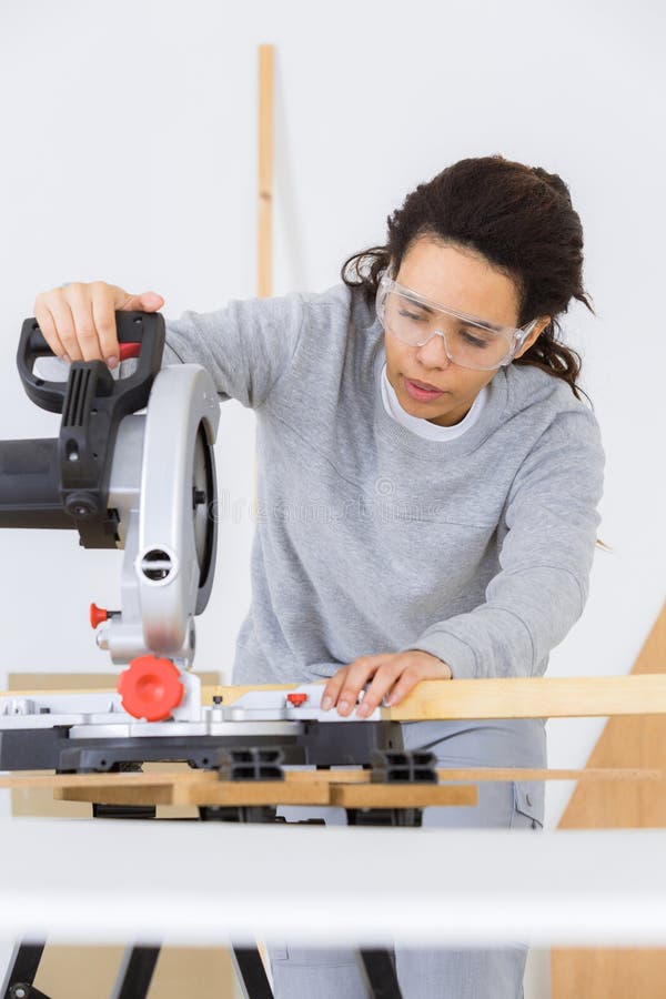 Portrait Woman Cutting Frame Stock Image - Image of drop, labor: 272190571
