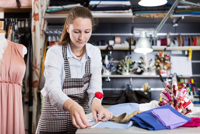 Portrait of Woman Designer Who is Doing New Pattern for Dress Stock ...