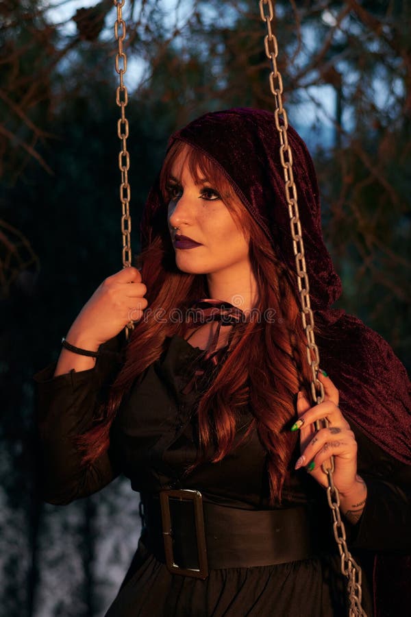 Portrait of a Woman Disguised As a Witch at Sunset Stock Image - Image ...