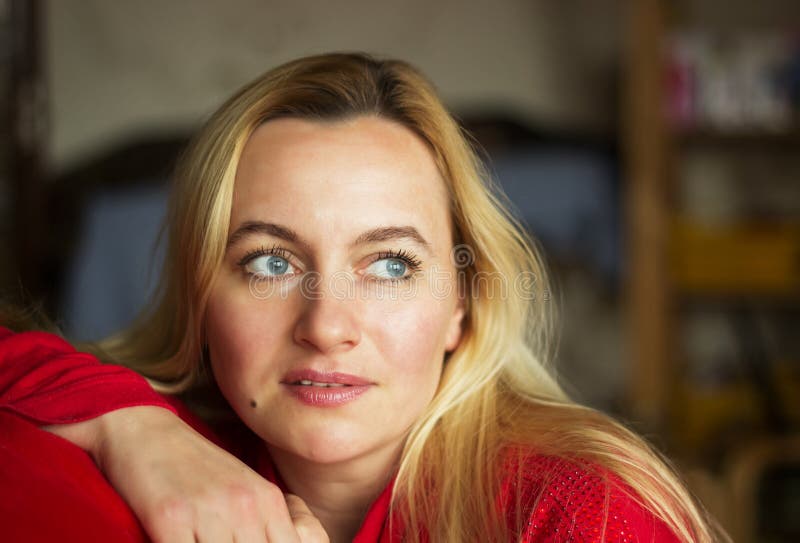 Portrait of woman dreaming stock photo. Image of light - 48781612