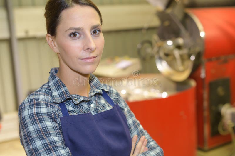 Portrait woman in factory stock photo. Image of worker - 93281650