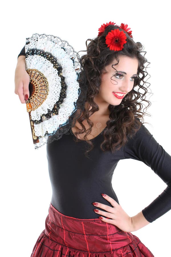 Portrait of woman with fan stock photo. Image of isolated - 15064108