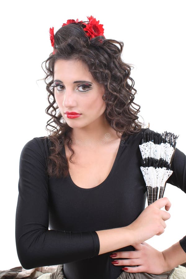 Portrait of woman with fan stock photo. Image of woman - 15064216