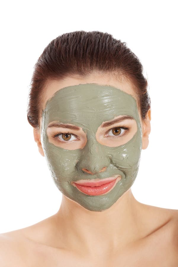 Portrait of a Woman in Green Face Mask Stock Photo - Image of renew ...