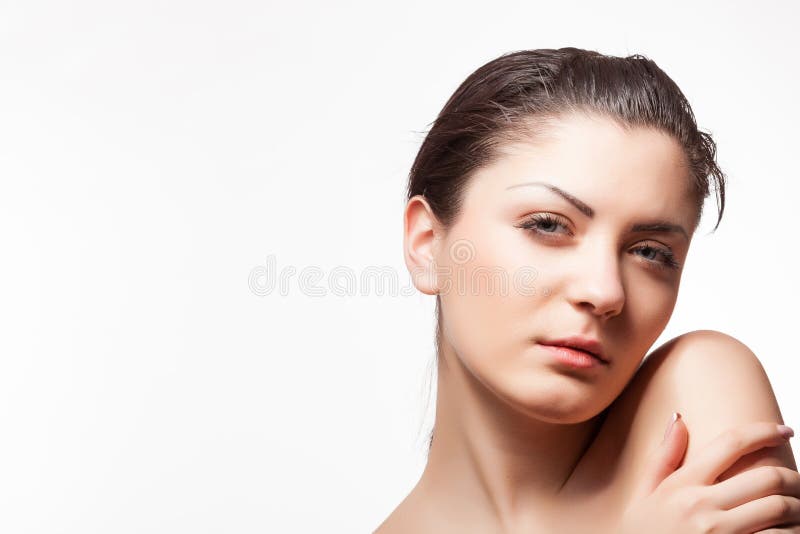 Portrait of Woman in Harsh Studio Light Stock Image - Image of clean ...