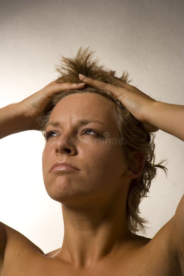 Portrait of a Woman Looking Mad Stock Image - Image of close, finger ...
