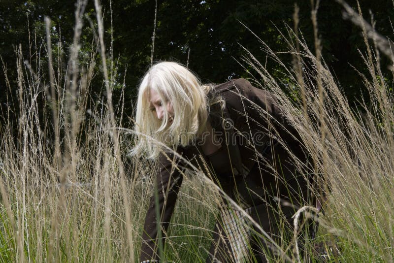 Portrait of Woman in a Meadow Stock Image - Image of flower, enjoy ...