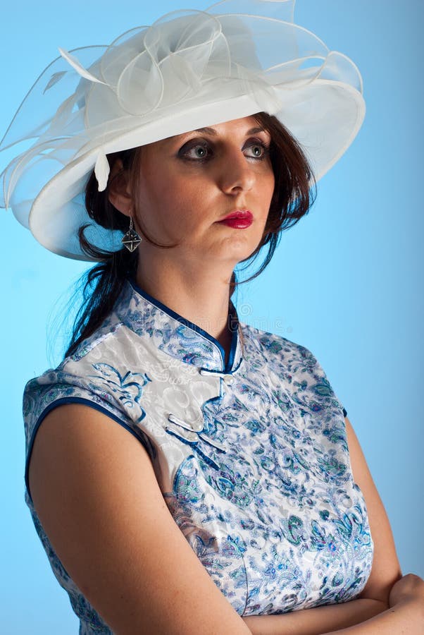 Portrait of Woman in Modern Hat Stock Photo - Image of away, elegant ...