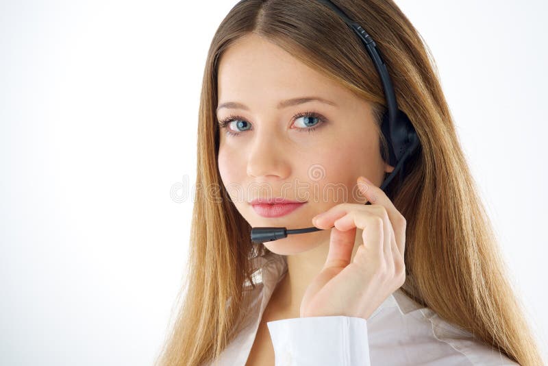 Portrait of Woman Phone Operator Stock Image - Image of operator ...