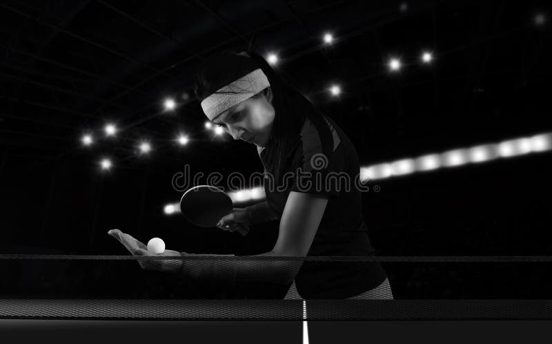 Portrait Woman Playing Ping Pong Stock Image - Image of equipment ...